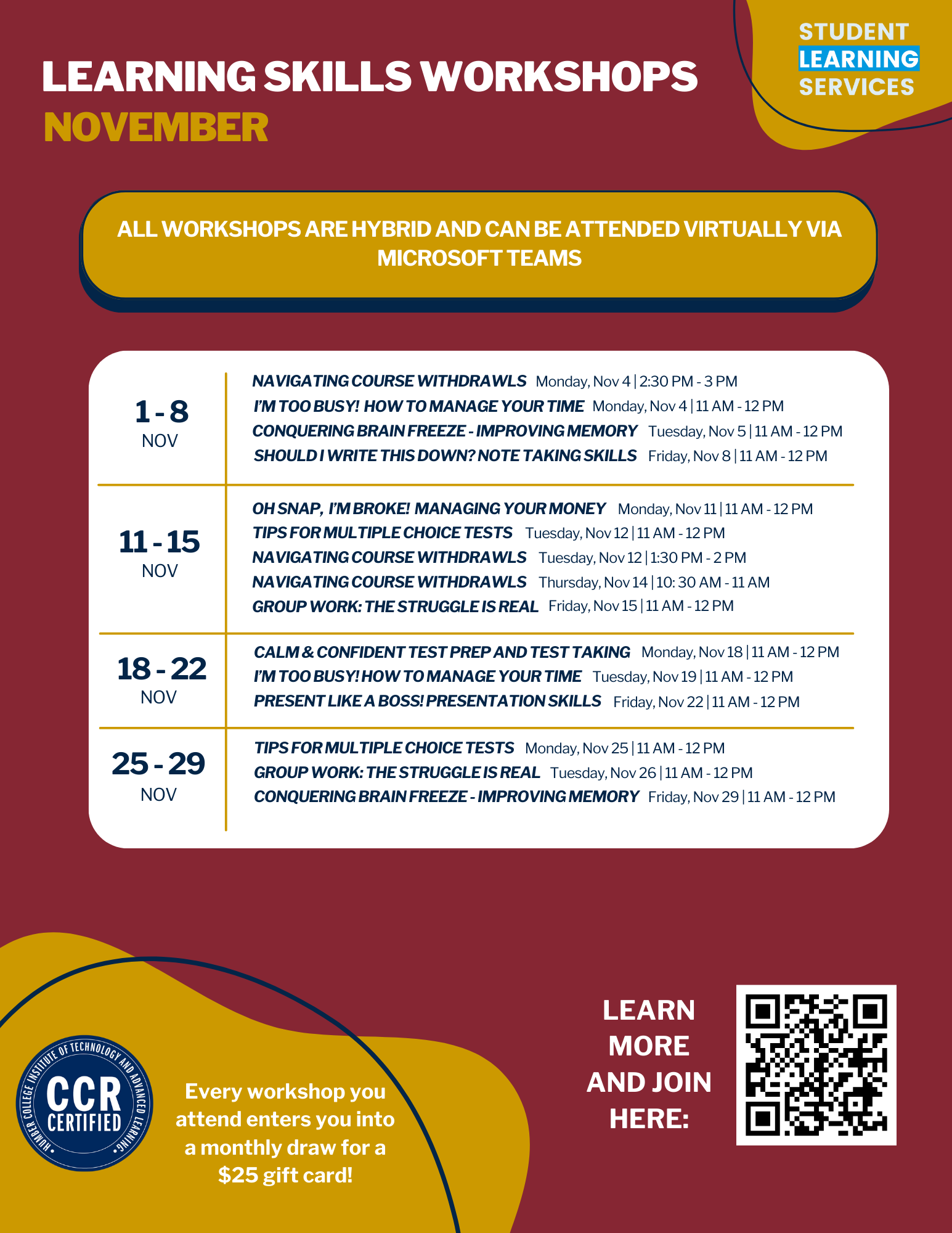 Unlock Academic Potential: Dive into November's Learning Skills Workshops | Humber Communiqué